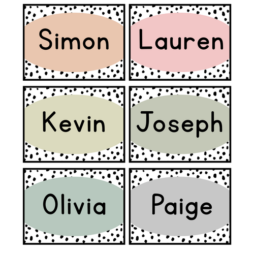 Printable Boho Neutral Spotty Student Name Tags, Editable Classroom ...