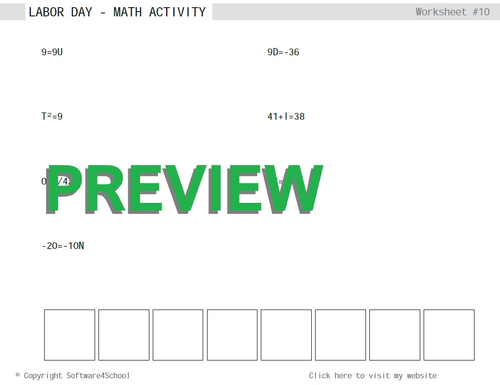 LABOR DAY MATH - ONE STEP EQUATIONS | Teaching Resources