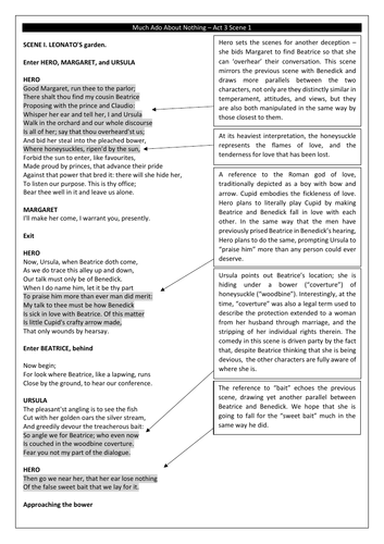 Much Ado About Nothing Act 3 Scene 1 Fully Annotated | Teaching Resources
