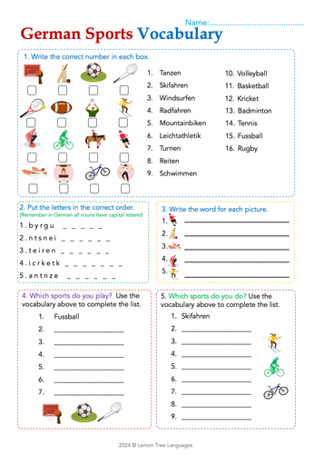 German Sports - Die Sportarten | Teaching Resources