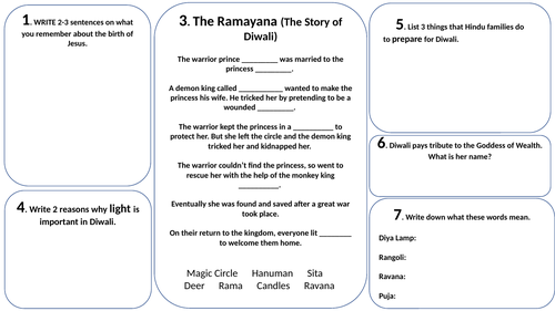 Year 7 Diwali worksheet & lesson pwp | Teaching Resources