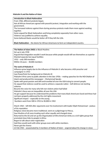 Malcolm X – Civil Rights in the USA,1945-74 – Part 3 - IGCSE History ...