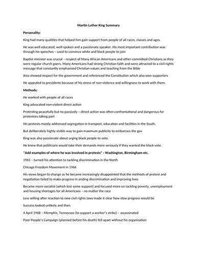 Martin Luther King – Civil Rights in the USA,1945-74 – Part 3 - IGCSE ...