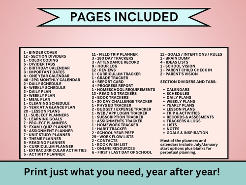 Homeschool Planner Printable 2024-2025 | Teaching Resources
