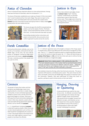 Crime in the Late Middle Ages (Edexcel) | Teaching Resources