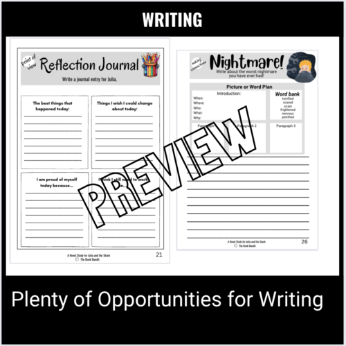 JULIA AND THE SHARK Novel Study and Reading Comprehension | Teaching ...