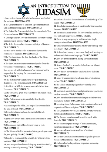 Judaism Reading Comprehension | Teaching Resources