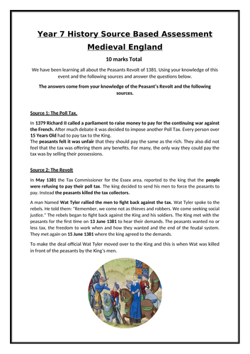 Medieval England - The Peasants Revolt | Teaching Resources
