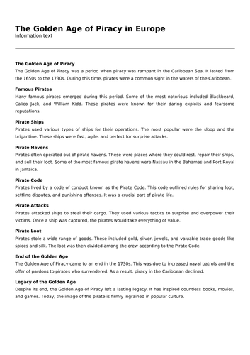 The Golden Age of Piracy in Europe | Teaching Resources