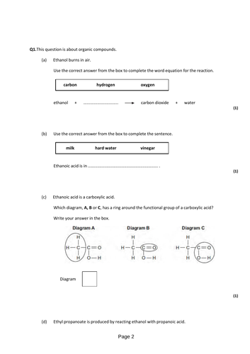 Organic Chemistry AQA GCSE Full Unit | Teaching Resources