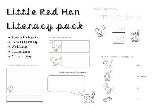 The Little Red Hen Literacy Pack EYFS | Teaching Resources