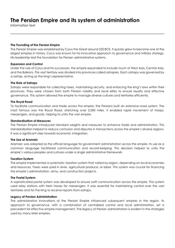 The Persian Empire and its system of administration | Teaching Resources