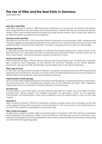 The rise of Hitler and the Nazi Party in Germany | Teaching Resources