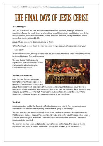 The Final Days of Jesus' Life - Whole Class Reading Session! | Teaching ...