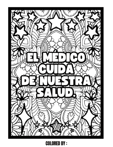 Las Profesiones Vocabulary, Spanish Vocabulary Relaxing Coloring No ...