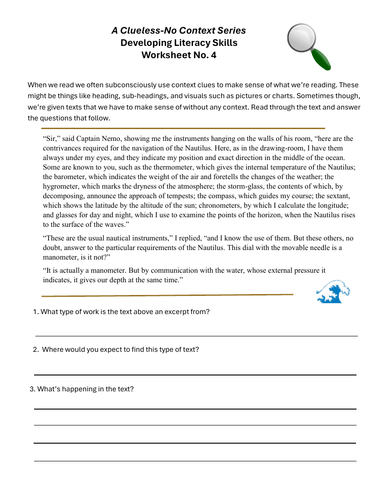 A Clueless-No Context Series - Classical Literature Worksheets | Teaching Resources