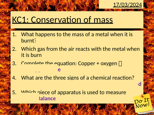 KS3 Burning (oxidation and combustion) | Teaching Resources
