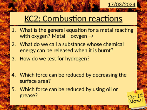 KS3 Burning (oxidation and combustion) | Teaching Resources