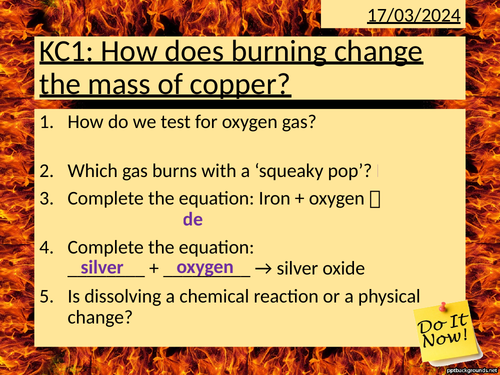 KS3 Burning (oxidation and combustion) | Teaching Resources