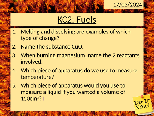 KS3 Burning (oxidation and combustion) | Teaching Resources