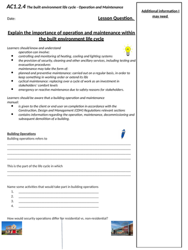 Eduqas Construction AC1.2 The built environment life cycle | Teaching ...