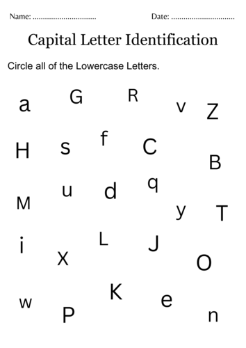 identifying capital and lowercase letters activities worksheet ...