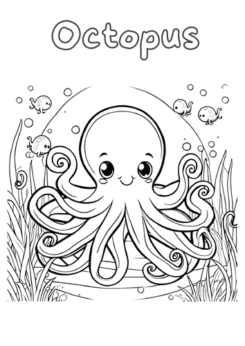 Printable Cute Octopus coloring sheet,Kids | Teaching Resources