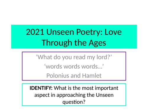 2021 Unseen Poetry Full Lesson - A Level Love Through the Ages ...