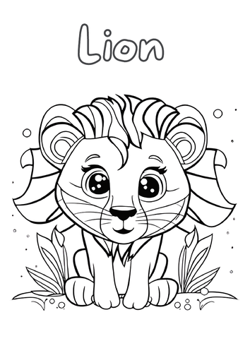 Printable Cute Lion coloring sheet,Kids | Teaching Resources