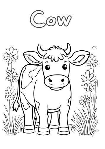 Printable Cute Cow coloring sheet,Kids,illustration,Animal,coloring ...