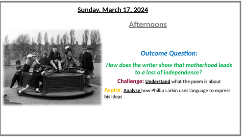 Afternoons by Philip Larkin - analysis and write up | Teaching Resources