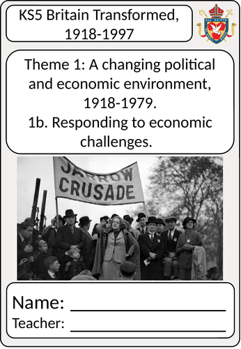 A Level History Edexcel Britain Transformed, 1948-79 theme 1B booklet ...