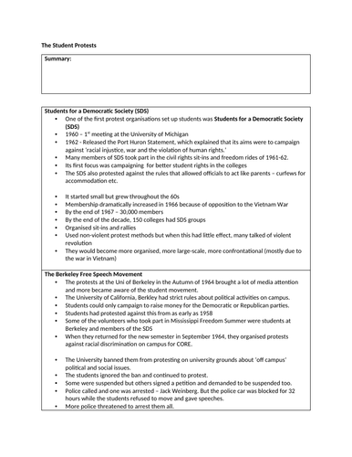 Student Protests – Civil Rights in the USA,1945-74 – Part 4 - IGCSE ...