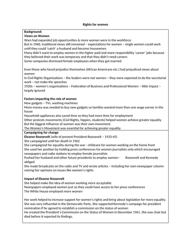 Women's Movement – Civil Rights in the USA,1945-74 – Part 4 - IGCSE ...