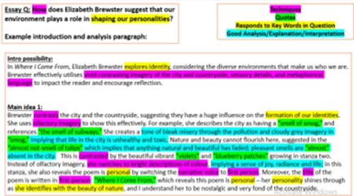 Where I Come From by Elizabeth Brewster - Full Lesson Activities - CIE ...