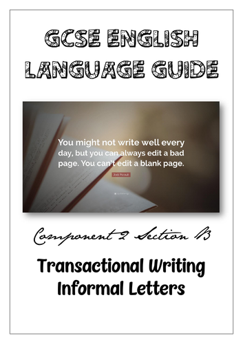 Informal Letter Writing Guide (Eduqas Component 2, Section B) - 4 of 7 ...