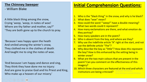 The Chimney Sweeper (Little Black) by William Blake - Full Lesson ...