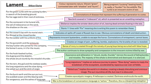 Lament by Gillian Clarke - Full Lesson Activities - CIE Poetry iGCSE ...