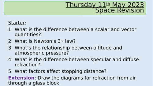 Physics Space Revision AQA | Teaching Resources