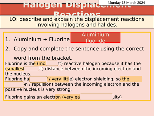 GCSE Chemistry: Halogen Displacement | Teaching Resources GCSE Chemistry: Halogen Displacement | Teaching Resources