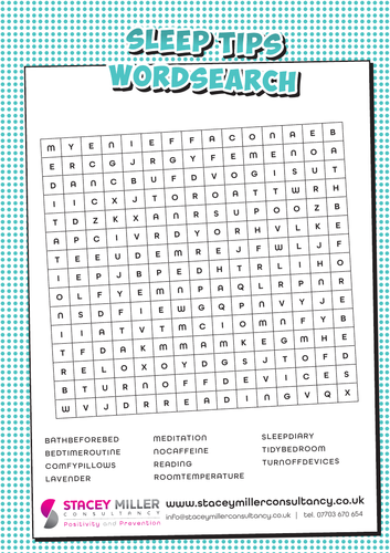 Sleep tips wordsearch | Teaching Resources