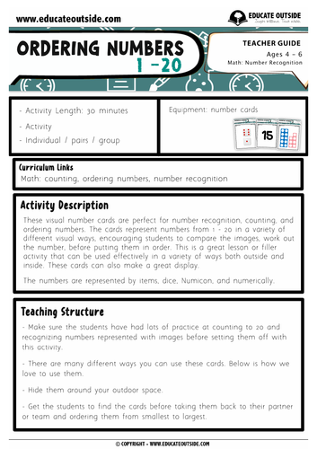 Ordering Numbers 1 - 20: Visual Number Cards | Teaching Resources