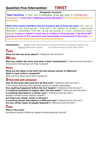 Edexcel IGCSE English Language Question Five 5 Intervention | Teaching ... Edexcel IGCSE English Language Question Five 5 Intervention | Teaching ...