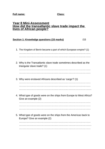 KS3 Transatlantic slave trade lessons | Teaching Resources