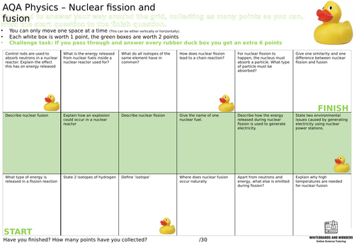 AQA - Atomic Structure (Radiation) - Nuclear fission and fusion (TRIPLE ...