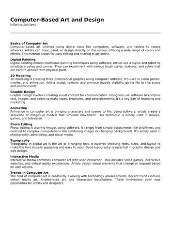 Computer-Based Art and Design | Teaching Resources