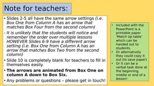 Amazing Animated Match Up Challenge -with handout | Teaching Resources