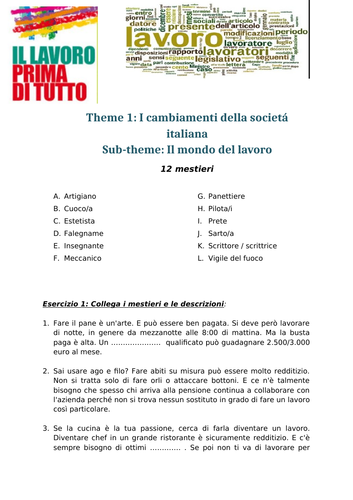 Italian A Level Theme 1 - Il mondo del lavoro - Donne al lavoro - Women ...