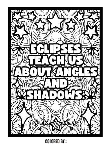 Solar Eclipse 2024 Math Themed Coloring Pages, Decorations Saying, Word ...