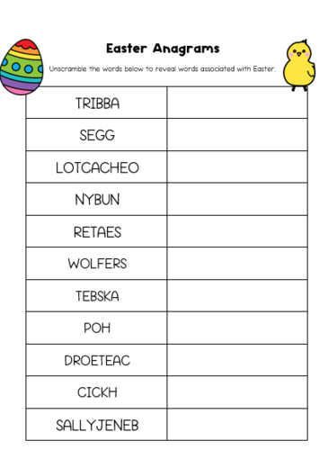 Easter Word Scramble: Fun Educational Activity for Kids! | Teaching ...